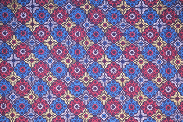 Indian Print Medallions Blue, Rose & Gold on Purple – Hollander's